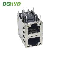 China DGKYD21Q146DB2A2DZJC057 2X1 Dual Port RJ45 Ethernet Connector with Integrated Magnetics - 8 Terminals per Port, Gold 50μ Plating for sale