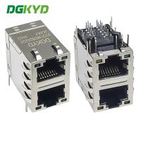 China DGKYD21Q146DB2A2DZJC057 2X1 Dual Port RJ45 Ethernet Connector with Integrated Magnetics - 8 Terminals per Port, Gold 50μ Plating for sale