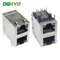 China 2x1 Dual Port RJ45 Ethernet Connector with Integrated Gigabit Filtering Transformer and 30μ Gold Plating for sale