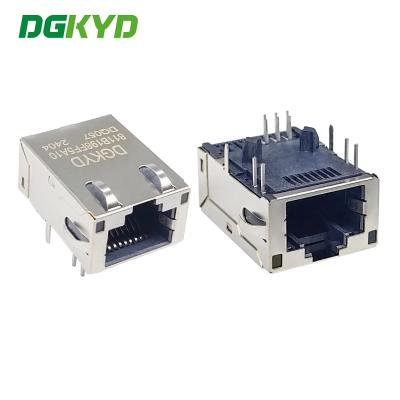 China RJ45 Network Connector 100Mbps Integrated Transformer 1x1 Port with LEDs DGKYD811B198FF5A10DQ057 for sale