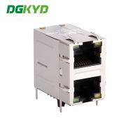 China DGKYD Dual Port RJ45 Connector 2x1 100Mbps Integrated Filter Communication Network Socket for sale