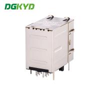 China DGKYD Dual Port RJ45 Connector 2x1 100Mbps Integrated Filter Communication Network Socket for sale