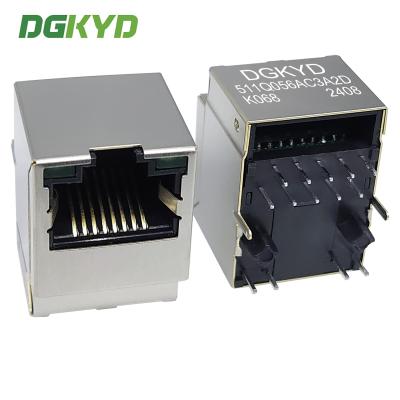 China DGKYD511Q056AC3A2DK068 RJ45 180° Shielded Network Connector with 100Ω Impedance and -40℃ to 85℃ Temperature Range for sale
