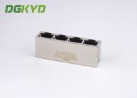 China Metal Shielded 4-Port 1000 BASE-T Gigabit Ethernet RJ45 Connector with Gold 6μ Plating for sale