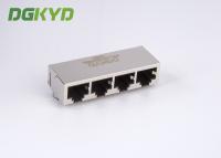 China Metal Shielded 4-Port 1000 BASE-T Gigabit Ethernet RJ45 Connector with Gold 6μ Plating for sale