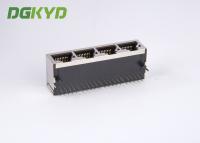 China Metal Shielded 4-Port 1000 BASE-T Gigabit Ethernet RJ45 Connector with Gold 6μ Plating for sale