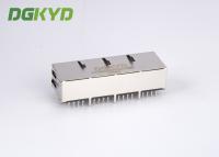 China Metal Shielded CAT 5 Quad Port RJ45 Modular Jack 10/100 BASE-TX with 8 Positions and Green/Yellow LEDs for sale