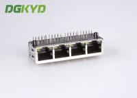 China Metal Shielded CAT 5 Quad Port RJ45 Modular Jack 10/100 BASE-TX with 8 Positions and Green/Yellow LEDs for sale