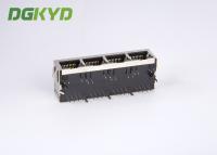 China Metal Shielded CAT 5 Quad Port RJ45 Modular Jack 10/100 BASE-TX with 8 Positions and Green/Yellow LEDs for sale