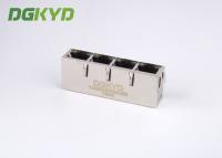 China Metal Shielded CAT 5 Quad Port RJ45 Modular Jack 10/100 BASE-TX with 8 Positions and Green/Yellow LEDs for sale