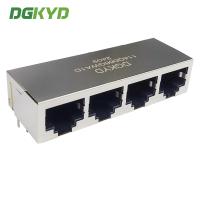 China DGKYD114Q066GWA1D 4-Port RJ45 Shielded Connector with 1000Mbps Ethernet Filtering and 21.3mm Length for sale