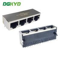China DGKYD114Q066GWA1D 4-Port RJ45 Shielded Connector with 1000Mbps Ethernet Filtering and 21.3mm Length for sale