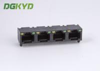 China 4-Port RJ45 Keystone Jack with Tab-Up Design and Y/G LEDs - 10/100/1000BASE-TX, -40°C to 85°C Operating Range for sale