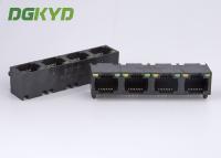 China 4-Port RJ45 Keystone Jack with Tab-Up Design and Y/G LEDs - 10/100/1000BASE-TX, -40°C to 85°C Operating Range for sale