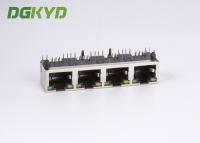 China Metal Shielded Quad Port RJ45 Keystone Connector 4-Port 8-Position with Y/G LEDs for 10/100/1000 BASE-TX Networks for sale