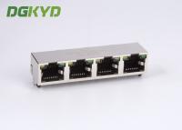 China Metal Shielded Quad Port RJ45 Keystone Connector 4-Port 8-Position with Y/G LEDs for 10/100/1000 BASE-TX Networks for sale