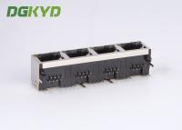 China Metal Shielded Quad Port RJ45 Keystone Connector 4-Port 8-Position with Y/G LEDs for 10/100/1000 BASE-TX Networks for sale