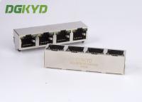China Metal Shielded Quad Port RJ45 Keystone Connector 4-Port 8-Position with Y/G LEDs for 10/100/1000 BASE-TX Networks for sale