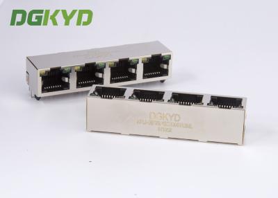 China Metal Shielded Quad Port RJ45 Keystone Connector 4-Port 8-Position with Y/G LEDs for 10/100/1000 BASE-TX Networks for sale