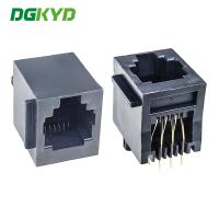 China Vertical RJ11 PCB Socket Female Head 1x1 Port 6Pin DIP Ethernet Connector Through Hole for sale