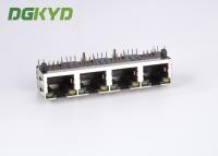 China 4-Port RJ45 Modular LAN Jack with 8P8C Connectors, TAB UP Orientation, and Yellow/Green LEDs for 10/100/1000 BASE-TX Networks for sale