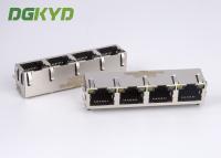 China 4-Port RJ45 Modular LAN Jack with 8P8C Connectors, TAB UP Orientation, and Yellow/Green LEDs for 10/100/1000 BASE-TX Networks for sale