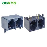 China DGKYD Dual Port RJ11 6P2C Lightless Full Plastic Mesh Socket 50U Gold Plating Connector for sale