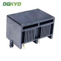 China DGKYD Dual Port RJ11 6P2C Lightless Full Plastic Mesh Socket 50U Gold Plating Connector for sale
