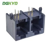 China DGKYD Dual Port RJ11 6P2C Lightless Full Plastic Mesh Socket 50U Gold Plating Connector for sale