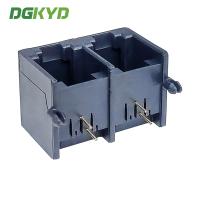 China DGKYD Dual Port RJ11 6P2C Lightless Full Plastic Mesh Socket 50U Gold Plating Connector for sale