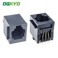 China Vertical RJ11 PCB Socket Female Head 1x1 Port 6Pin DIP Through Hole Connector for sale