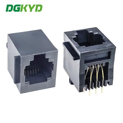 China Vertical RJ11 PCB Socket Female Head 1x1 Port 6Pin DIP Through Hole Connector for sale