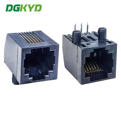 China DGKYD RJ11 Ethernet Connector 6P6C Black PBT Unshielded Modular Jack for PCB for sale