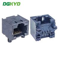 China RJ45 Ethernet Connector 8P8C Black PA66 Unshielded Modular Jack 1x1 Through Hole for sale