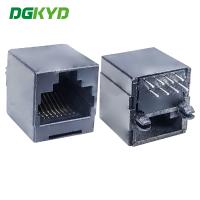 China RJ45 Ethernet Connector 8P8C Fully Plastic Black FR52 10/100/1000BASE-T for sale