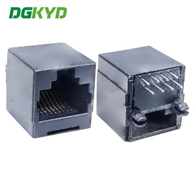 China RJ45 Ethernet Connector 8P8C Fully Plastic Black FR52 10/100/1000BASE-T for sale
