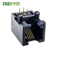 China DGKYD53211164IWA1DY4 RJ11 6P4C Connector 15.1mm Right Angle Socket with Gold 6μ Plating for sale