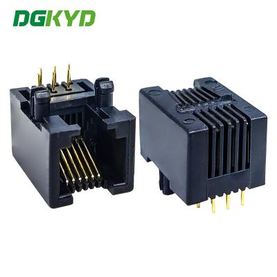 China DGKYD53211166IWA1DY4 RJ11 6P6C Connector - 90 Degree Socket with Gold 6μ Plating and 15.1mm Length for sale