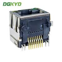 China DGKYD561188DB1A15SBU4 Single Port Connector Network Socket 1X1 8P8C SMD With Light Strip Shielded Patch RJ45 Interface for sale