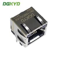 China DGKYD Single Port RJ45 Connector 1x1 8P8C DIP Straight with LED and Wing 10/100/1000BASE-T for sale