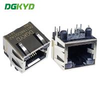 China DGKYD Single Port RJ45 Connector 1x1 8P8C DIP Straight with LED and Wing 10/100/1000BASE-T for sale