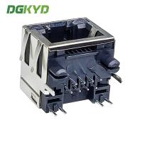 China DGKYD Single Port RJ45 Connector 1x1 8P8C DIP Straight with LED and Wing 10/100/1000BASE-T for sale