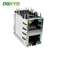 China RJ45 2x1 8P8C Multi Port Connector with LED Shielded 10/100/1000BASE-T DGKYD59212188DB2A1DY4DH for sale