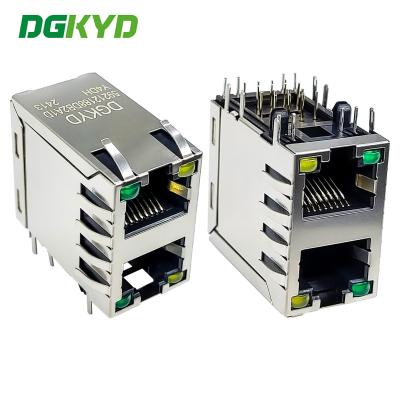 China RJ45 2x1 8P8C Multi Port Connector with LED Shielded 10/100/1000BASE-T DGKYD59212188DB2A1DY4DH for sale