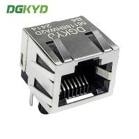 China RJ45 Straight Connector 1x1 8P8C Shielded 6U Gold Plating Modular Jack Through Hole for sale