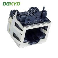 China RJ45 Straight Connector 1x1 8P8C Shielded 6U Gold Plating Modular Jack Through Hole for sale