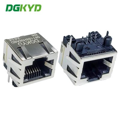 China RJ45 Straight Connector 1x1 8P8C Shielded 30U Gold Plating Modular Jack for 10/100/1000BASE-T for sale