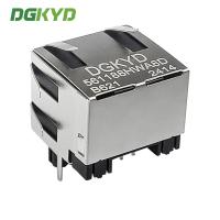 China RJ45 Straight Connector 1x1 8P8C Shielded 30U Gold Plating Through Hole Jack for sale