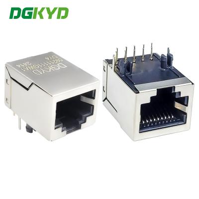 China RJ45 Straight Connector 5921 10P10C Shielded Modular Jack 10/100/1000BASE-T Through Hole for sale