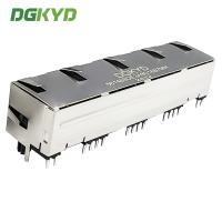 China RJ45 Direct 1X4 Shielded Network Connector with LED Strip 8P8C 10/100/1000BASE-T for sale